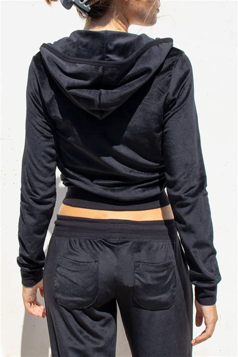 Black Womenss Subdued Zip Up Chenille Hoodie Clothing Outlet Sydney