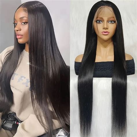 130 150 180 Density Long Straight 13x4 Lace Frontal Human Temu Canada