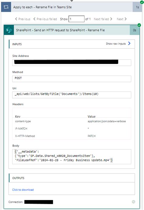 solved sharepoint send an request to rename file power
