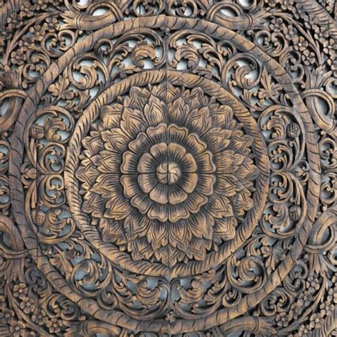 Grand Carved Teak Wood Wall Art Panel Plaque Decor Headboard Designs
