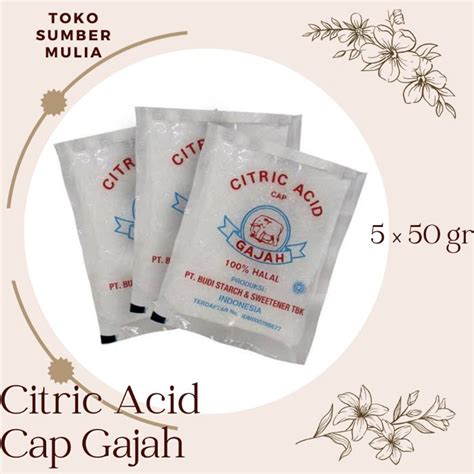 Jual Citric Acid Citrun Cap Gajah 50 Gram Renceng Shopee Indonesia
