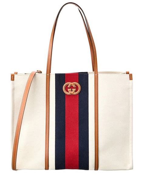 Gucci Interlocking G Canvas Leather Trim Tote In Red Lyst