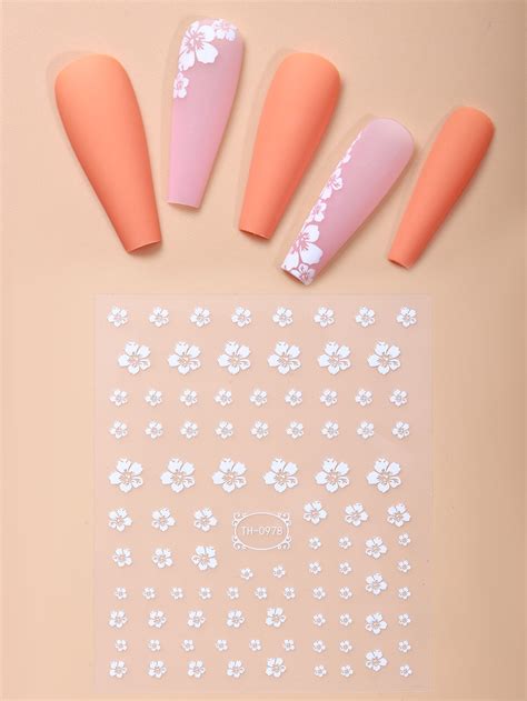 Sheet Flower Print Nail Art Sticker Flower Nails Nail Stickers Nail Art Stickers
