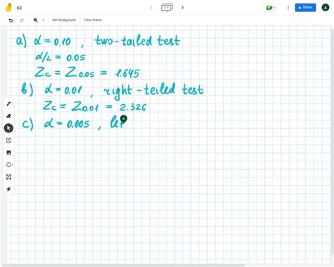 Solved Use Excel To Find The Critical Value Of Z For Each Hypothesis