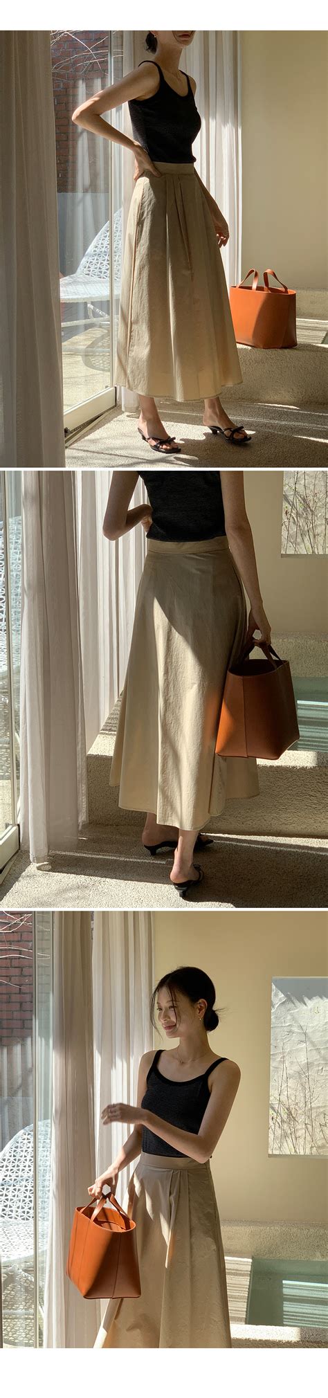 에드모어 Sml사이즈 1만장돌파롱스커트 모이어티 Msk365 니스 핀턱 훌 코튼 스커트