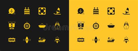 Set Windsurfing Kayak And Paddle Folded Paper Boat Cargo Ship