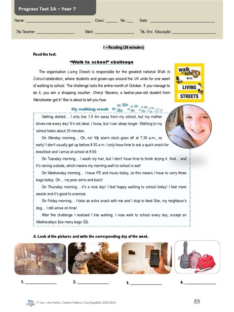 Progress Test 2a Year7 2020 2021 Pdf Linguistics