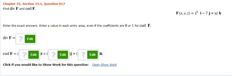 solved chapter 15 section 15 1 question 017 find div f and