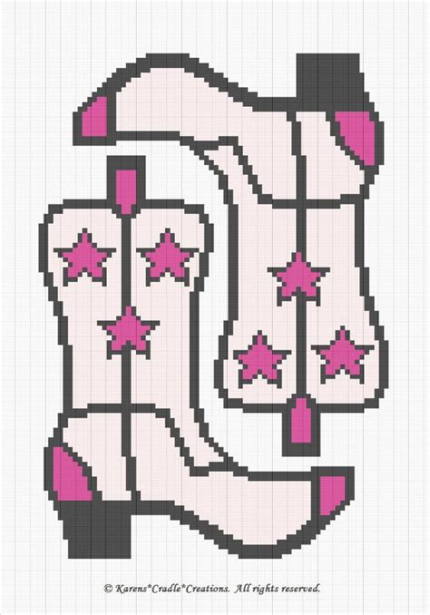 Cowgirl Pink Boots Color Graph Afghan Crochet Pattern Ebay Afghan