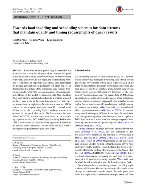 pdf towards load shedding and scheduling schemes for data streams