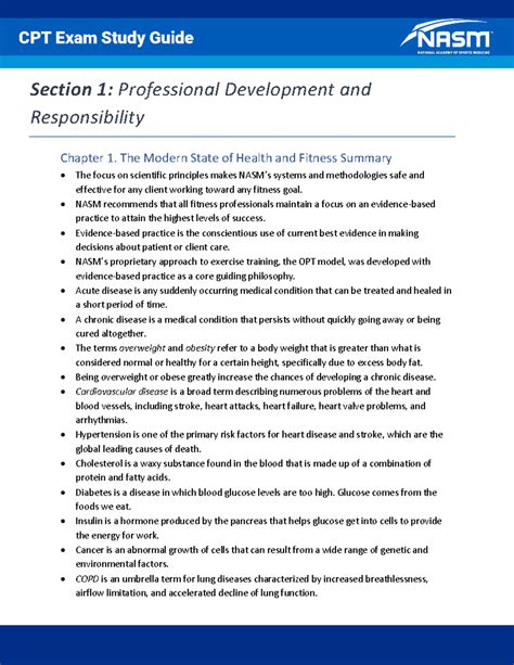 CPT Study Guide Section Section Professional Development And Responsibility Chapter