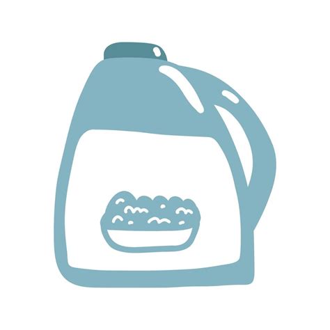 Detergent Bottle Washing Powder In Cartoon Hand Drawn Style Vector