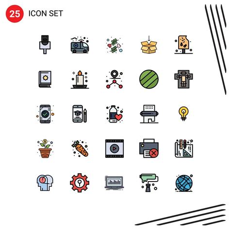 Stock Vector Icon Pack Of 25 Line Signs And Symbols For Food Cream Love Ice Shepping Editable
