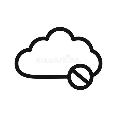 Cloud Sync Disable Icon Black Line Art Vector Stock Vector