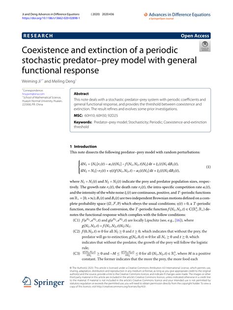 Pdf Coexistence And Extinction Of A Periodic Stochastic Predatorprey