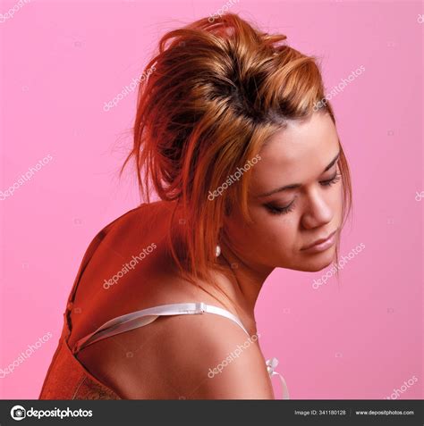 Sensual Blonde Girl Pink Background Stock Photo By PantherMediaSeller