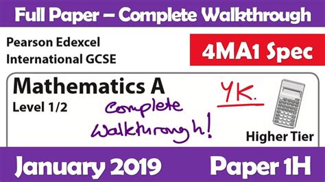 January 2019 Paper 1h Edexcel Igcse Maths A Complete Walkthrough Youtube