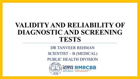 Validity And Reliability Of Screening And Diagnostic Tests Pptx