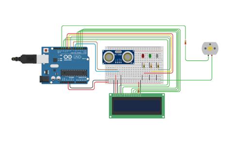 circuit design sensor aproximação lcd tinkercad