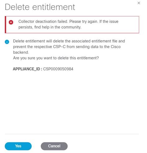 Error Collector Deactivation Failed Cisco Community