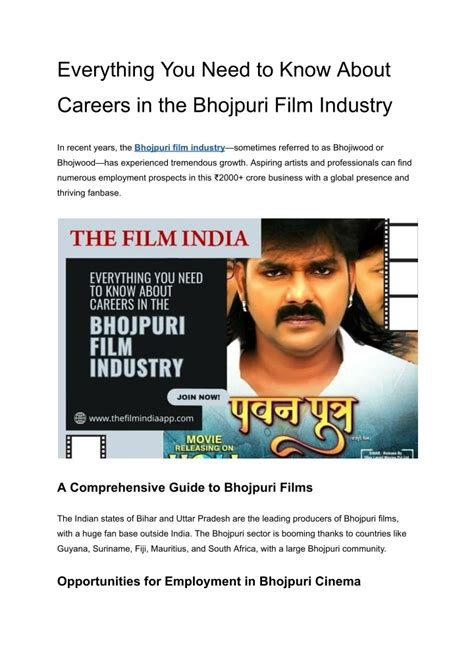 ppt everything you need to know about careers in the bhojpuri film