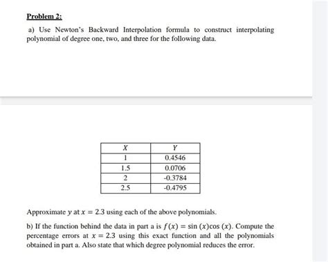 Solved Problem 2 A Use Newtons Backward Interpolation
