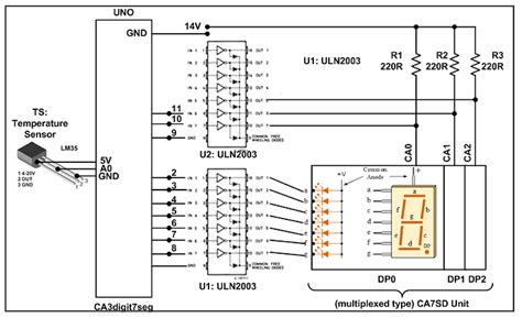 Driving A 14V Common Anode 7 Segment Display LEDs And Multiplexing