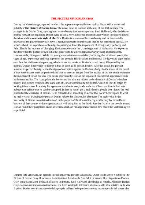 The Picture Of Dorian Gray Docsity