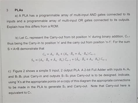 Solved 3 Plas A A Pla Has A Programmable Array Of