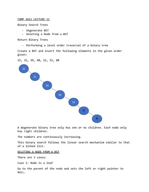 Comp 2611 Lecture 11 Summary Comp 2611 Lecture 11 Binary Search
