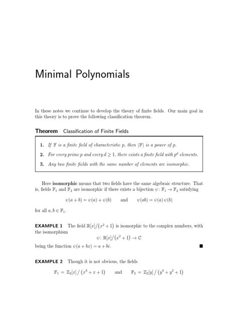 Minimal Polynomials Pdf Field Mathematics Polynomial