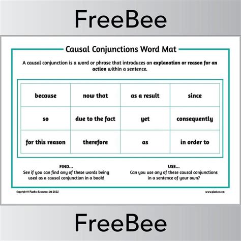 Free Causal Conjunctions Word Mat By Planbee