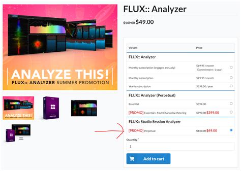 Flux Pure Analyzer Essential 399 Pure Analyzer Live Option 99