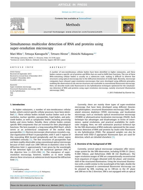 Pdf Simultaneous Multicolor Detection Of Rna And Proteins Using Super