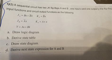 Solved Q2 A Sequential Circuit Has Two Jk Flip Flops A And