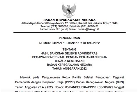 Foto Cek Pengumuman PPPK Tenaga Kesehatan Sanggah Di Sscasn Bkn Go Id Halaman