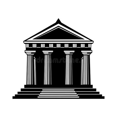 Illustration Of An Ancient Temple With Columns And A Triangular