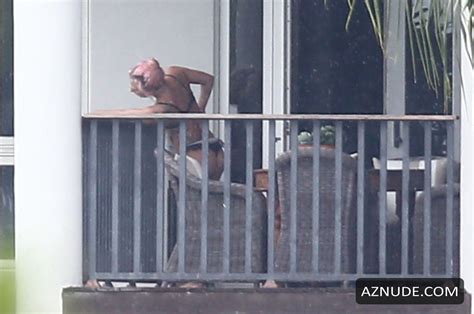 Lady Gaga Enjoys The Views From Her Miami Balcony In Her Underwear