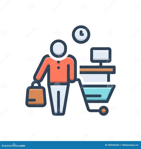 Color Illustration Icon For Customer Billing Counter And Clientele