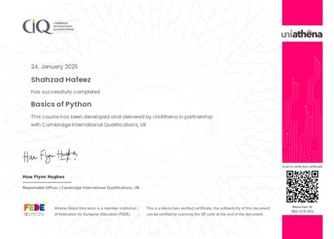 i am thrilled to announce that i have earned my certificate in python basic of pythton it is