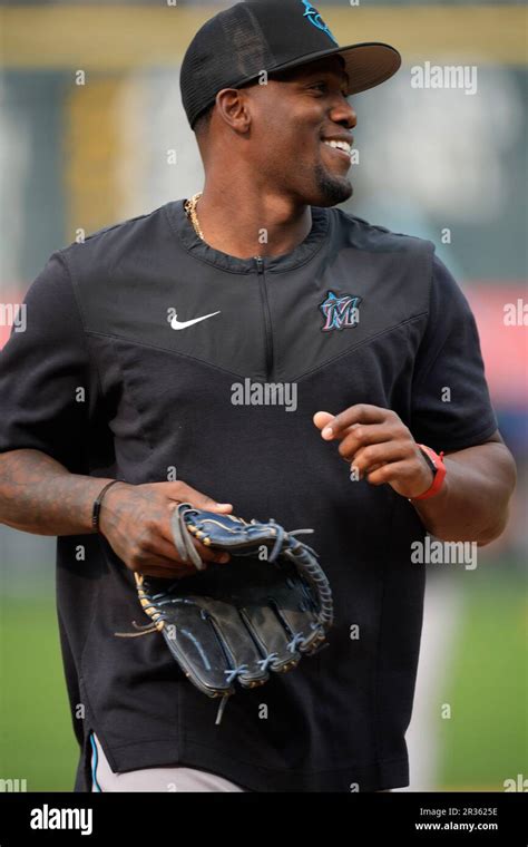 Miami Marlins Designated Hitter Jorge Soler Warms Up Before A Baseball