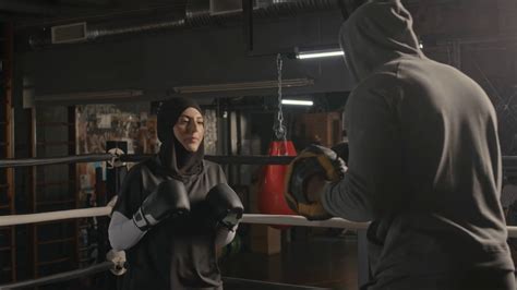 Young Muslim Woman In Black Hijab Sportswear Stock Footage Sbv