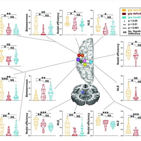 differences in nodal topological properties of the sensorimotor