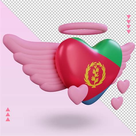 Premium Psd 3d Valentine Love Eritrea Flag Rendering Left View