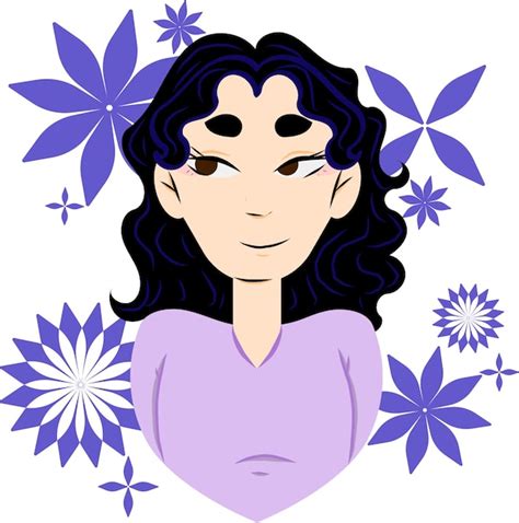 Linda Garota Roxa Vetor Premium