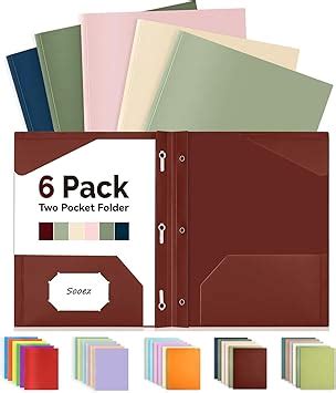 Amazon Com Sooez Pack Pocket Folder With Prongs Plastic Folders With Pockets And Prongs