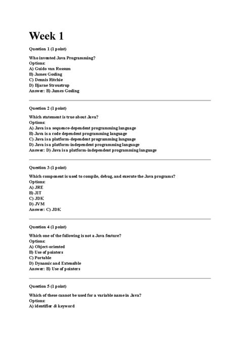 Java This Will Help To Crack The Exam Week 1 Question 1 1 Point