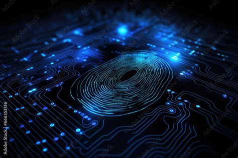 Fingerprint Scan On The Electronic Circuit Board 3d Rendering