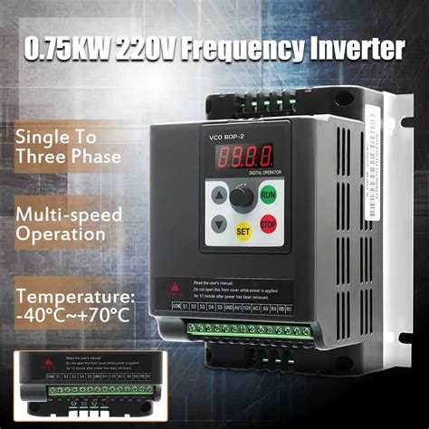 075kw Ac220v Single Phase Variable Frequency Inverters Converter Led Display For Motor Speed