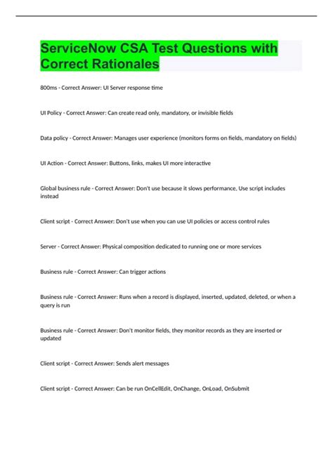 Servicenow Csa Test Questions With Correct Rationales Servicenowcsa